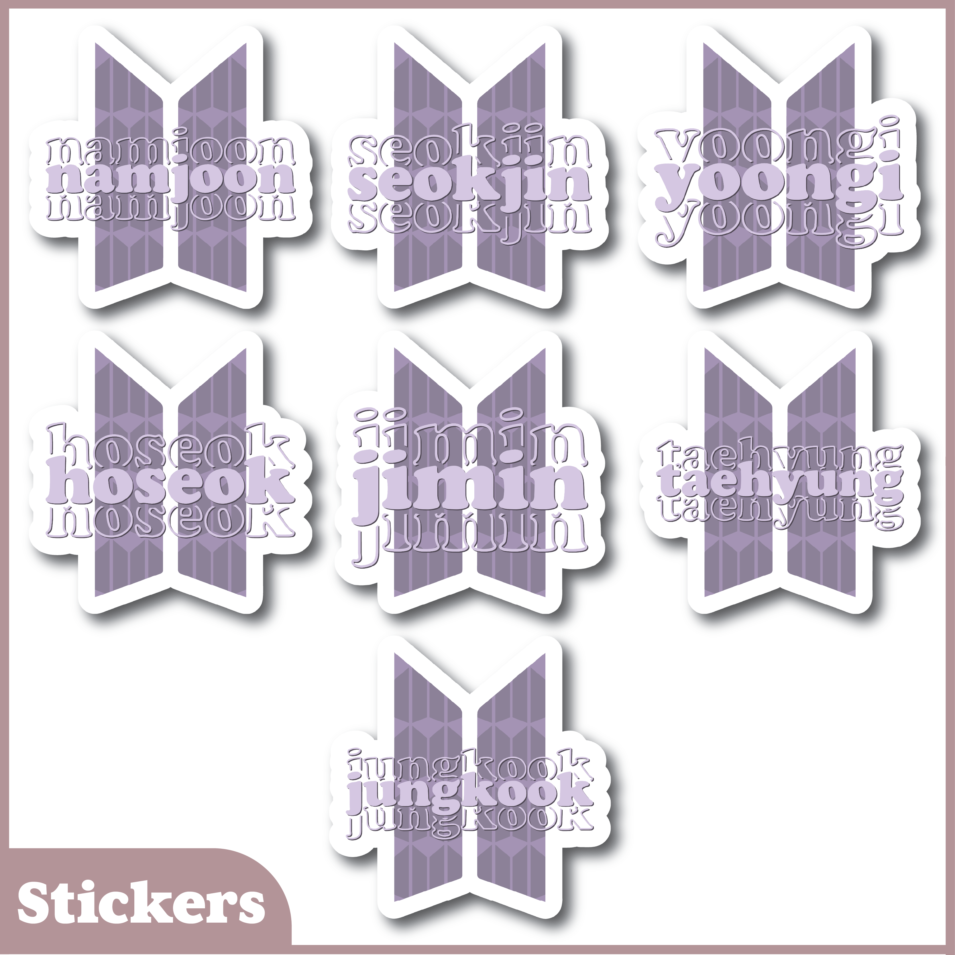 BTS Member Name Stickers – Ash-Koreations