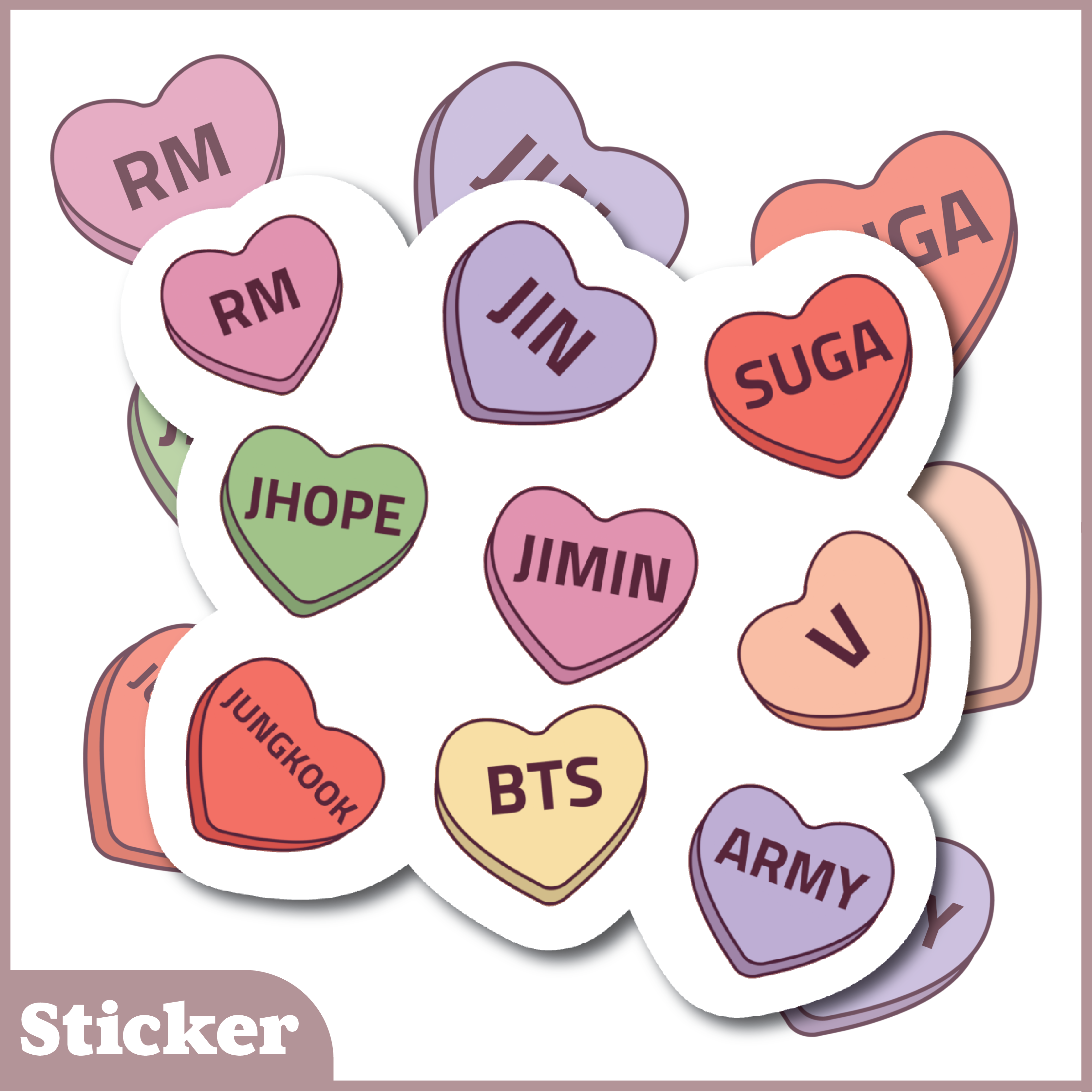 BTS Candy Hearts Sticker – Ash-Koreations